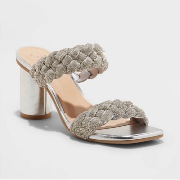 a new day | Shoes | Basil Rhinestone Mule Heels A New Day Silver Nwt ...